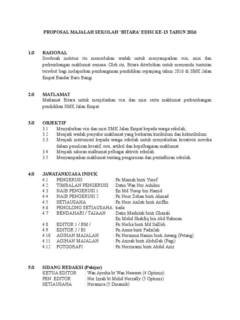 Proposal Majalah Sekolah 2015 | PDF