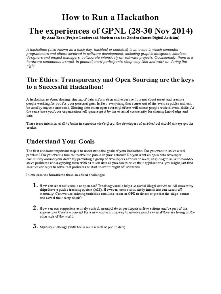 How To Run A Hackathon | Download Free PDF | Mentorship | Software ...