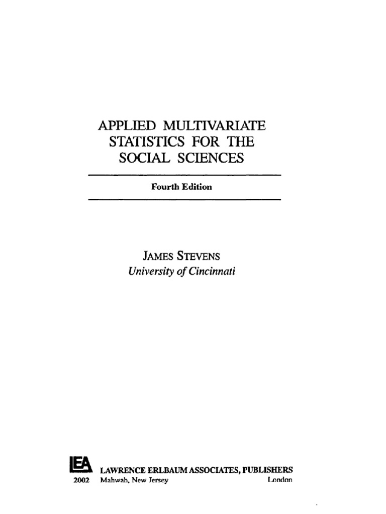 Stevens J.P. Applied Multivariate Statistics Part1 PDF | PDF