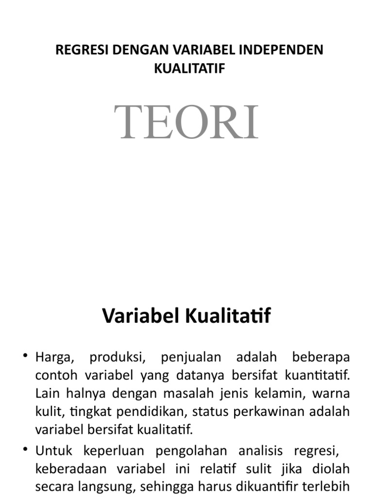 Regresi Dengan Variabel Independen Kualitatif | PDF