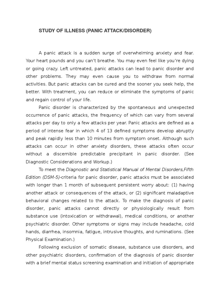 Study of Illness (Panic Attack/Disorder) : Edition (DSM-5) | PDF ...