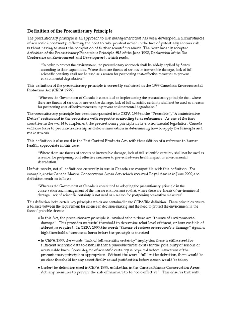 11 Definition of The Precautionary Principle | PDF | Justice | Crime ...