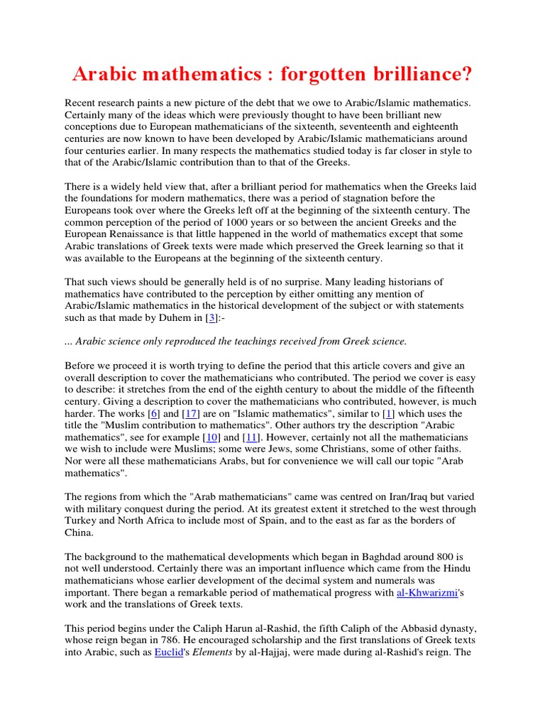 Arabic Mathematics | Algebra | Geometry