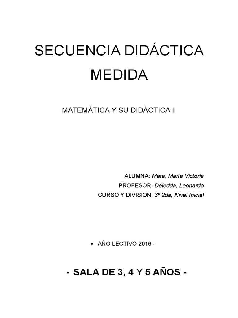 Secuencia Didáctica Medida | PDF | Reloj | Unidades de medida