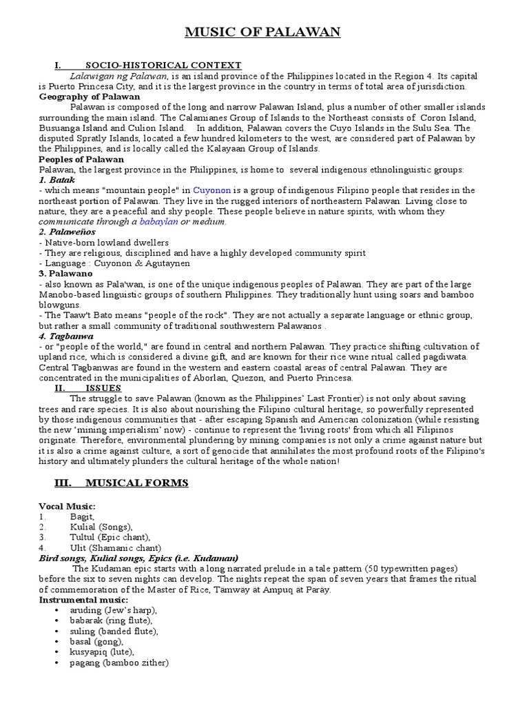Music of Palawan | Download Free PDF | Performing Arts | Entertainment ...