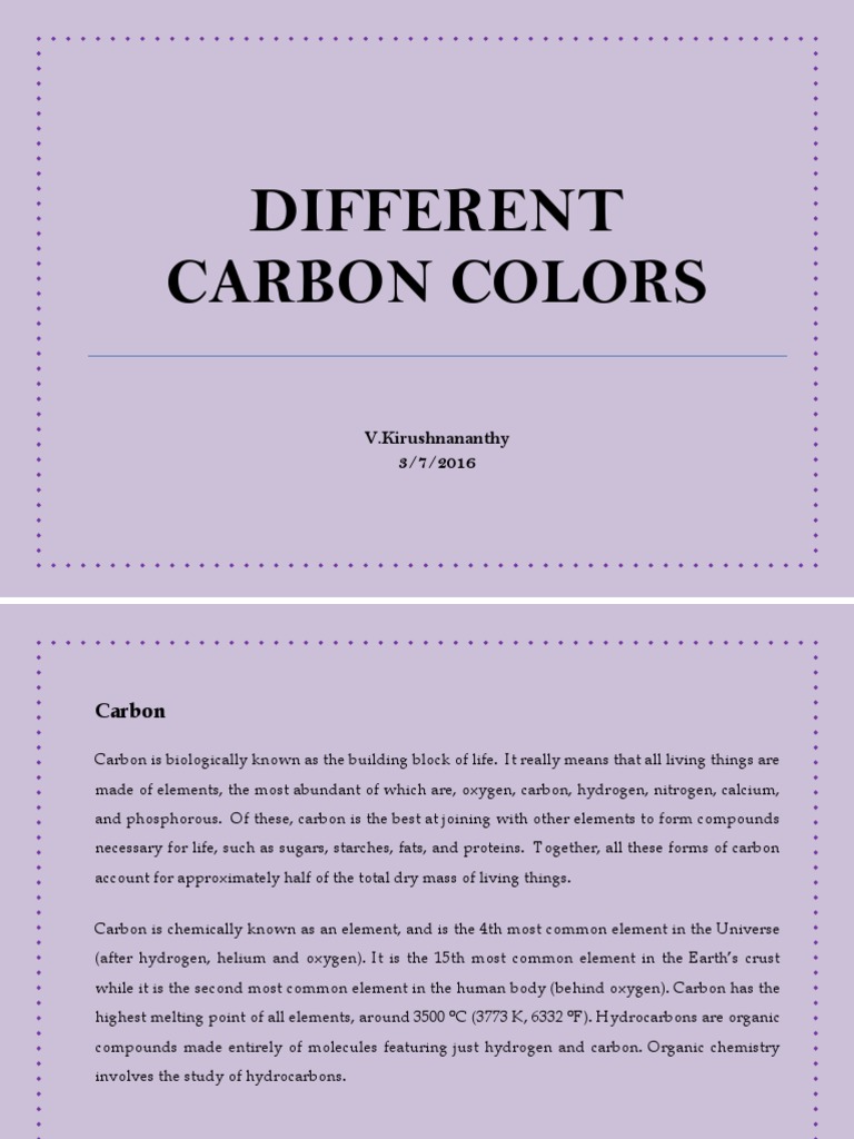 Different Carbon Colors: V.Kirushnananthy 3/7/2016 | PDF | Carbon ...