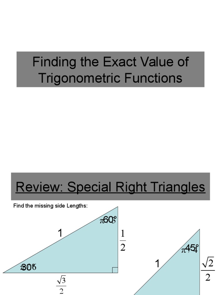 Finding The Exact Value of Trigonometric Functions | PDF ...