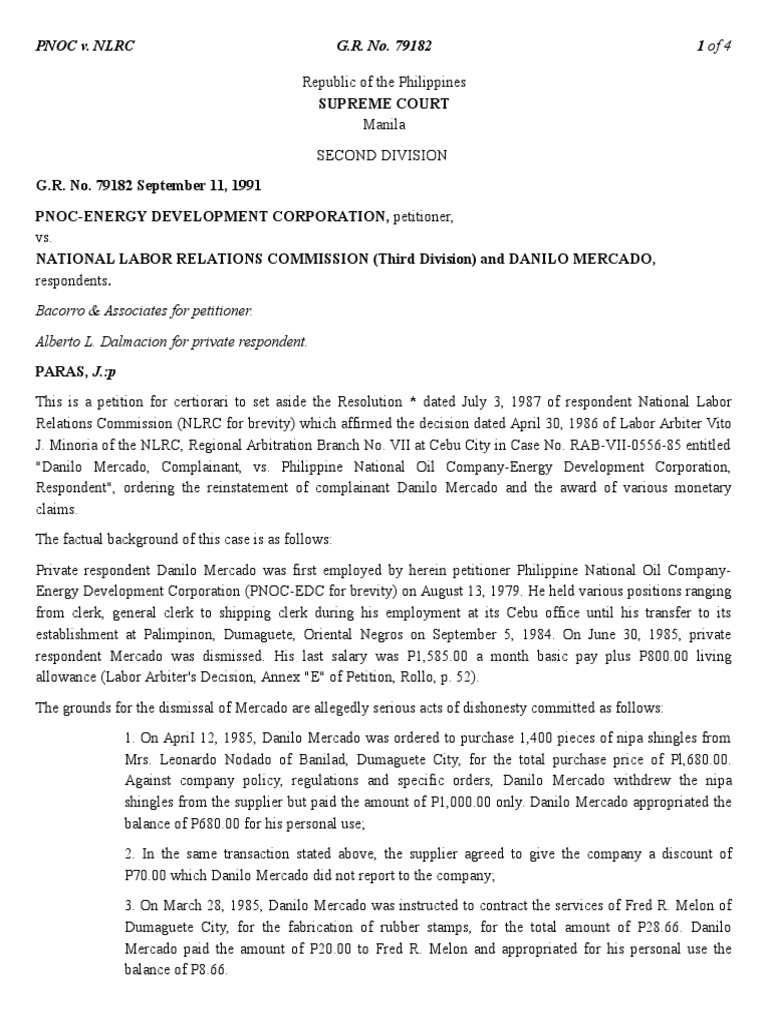 021-Pnoc-Edc vs. NLRC 201 Scra 487 | PDF | Constitution | Arbitration
