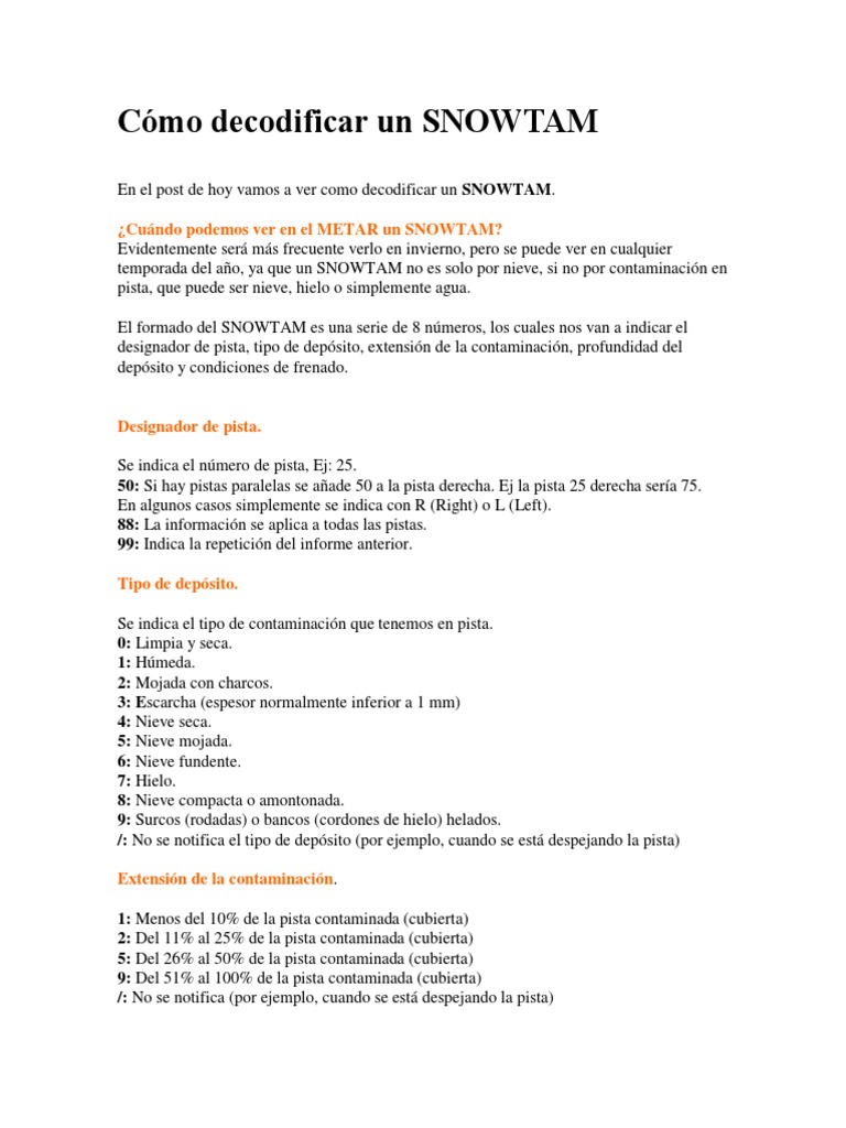Cómo Decodificar Un SNOWTAM | PDF | Naturaleza