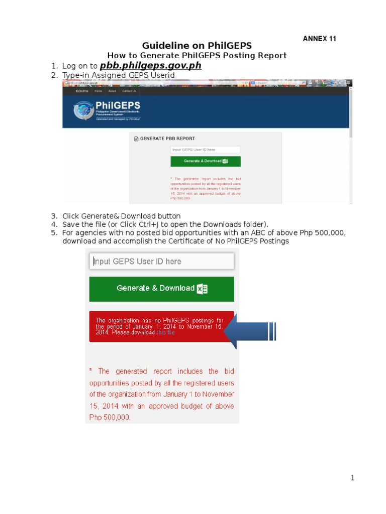 Annex 11 Guideline On PhilGEPS | PDF | Procurement | Business