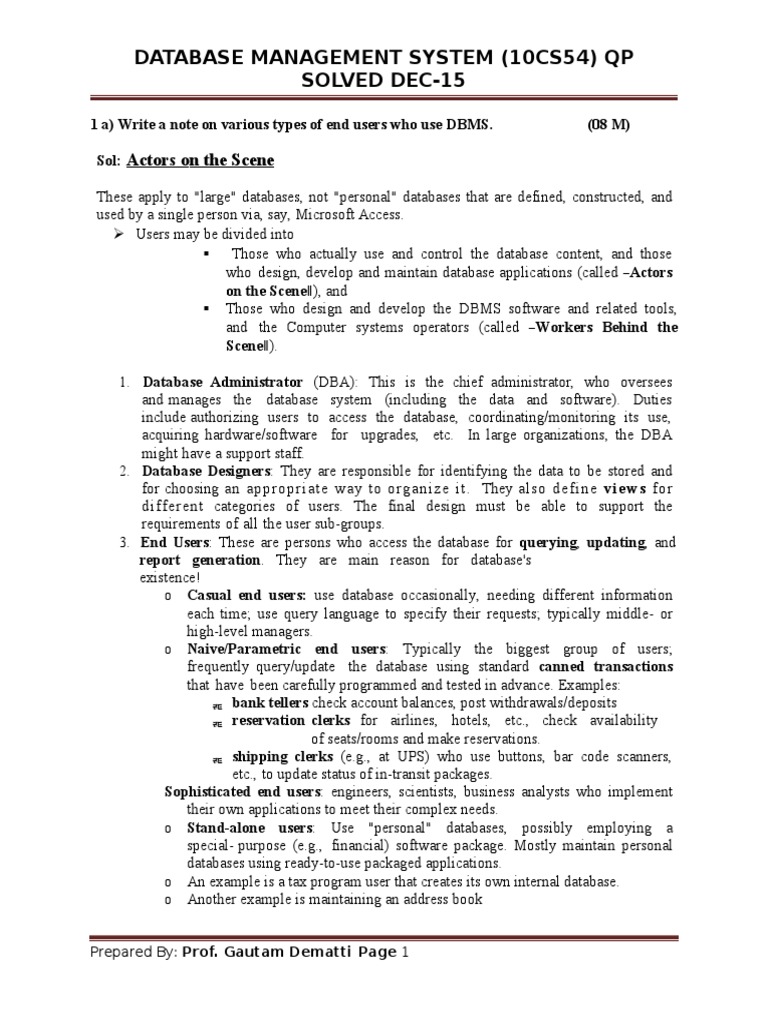 Dbms QP-15 | PDF | Conceptual Model | Databases