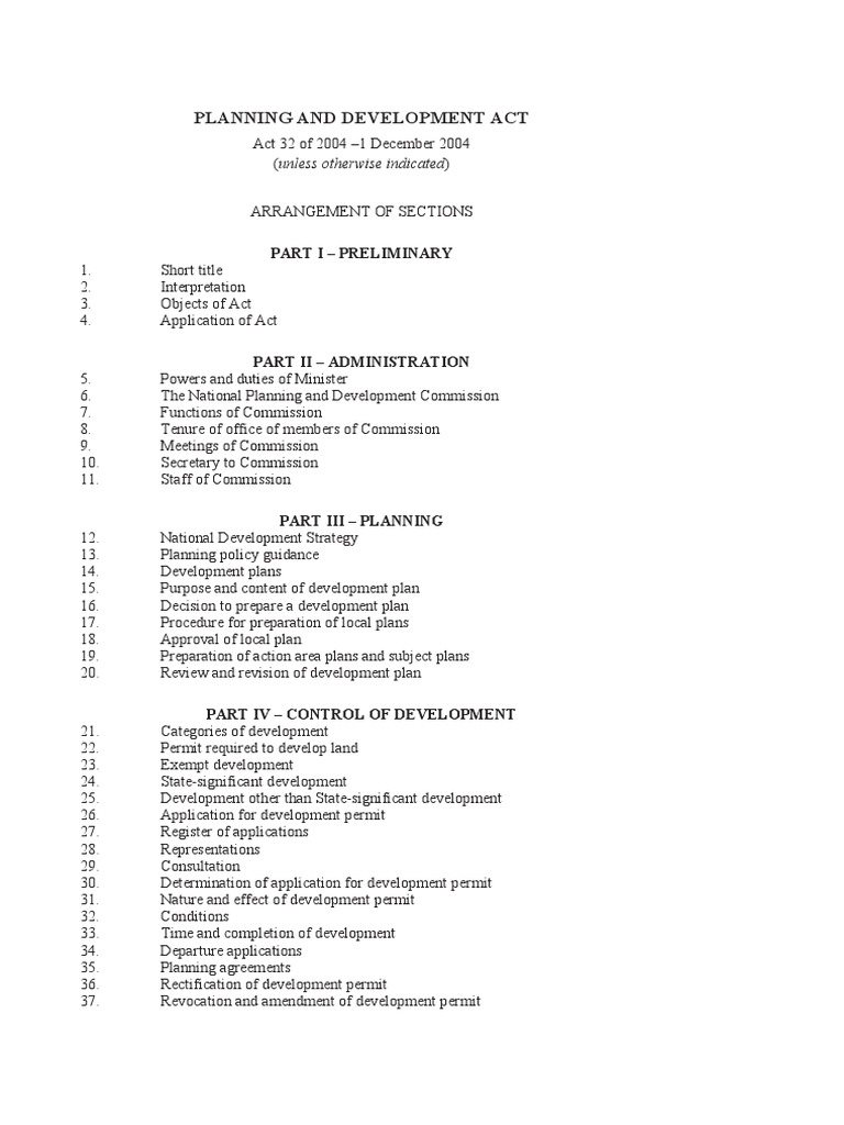 Planning and Development Act | PDF | Committee | Environmental Impact ...