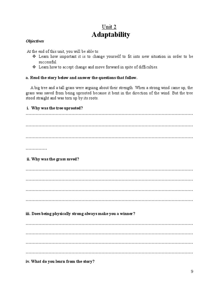 Unit 2 - Adaptability | PDF