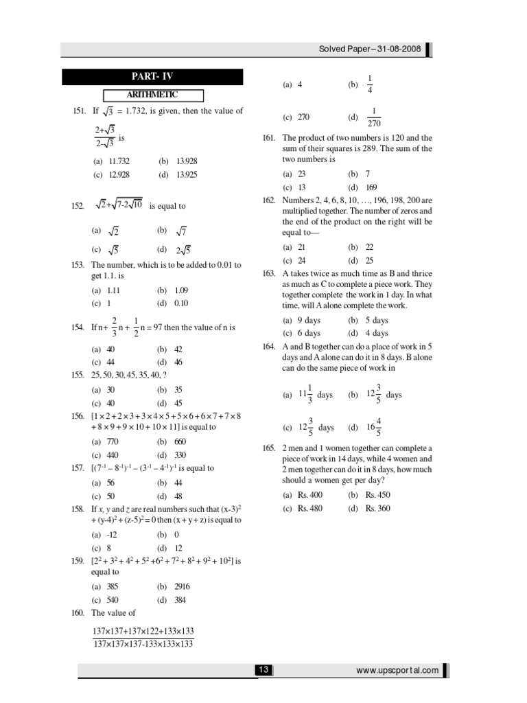 Arithmetic Aptitude Questions with Answers | PDF | Area | Nature