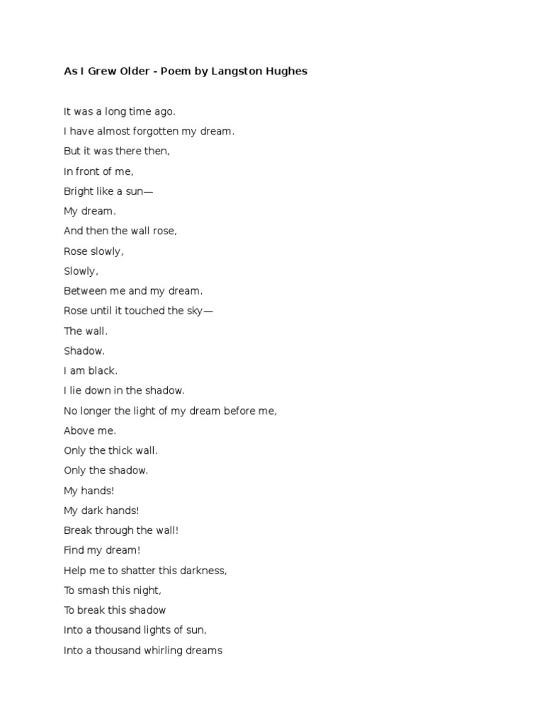 As I Grew Older - Poem by Langston Hughes | PDF | Poetry