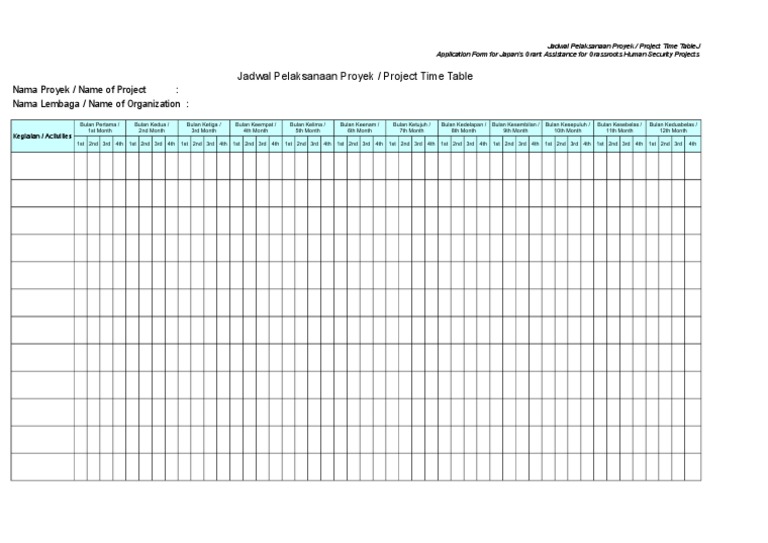 Jadwal Pelaksanaan Proyek / Project Time Table | PDF | Foreign Language ...