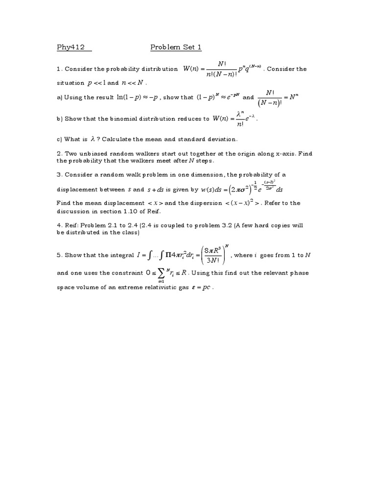 Phy412 - Problem Set 1 PDF | PDF | Teaching Methods & Materials