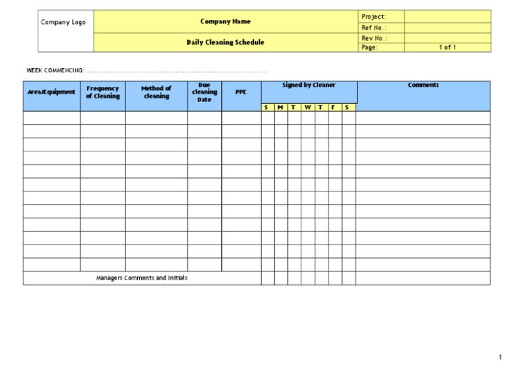 Daily Cleaning Schedule | PDF