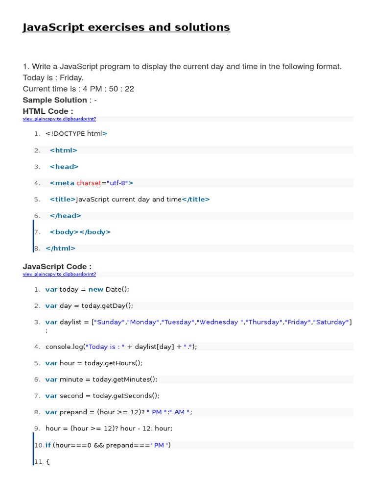 Js Exercises | PDF | Java Script | Html