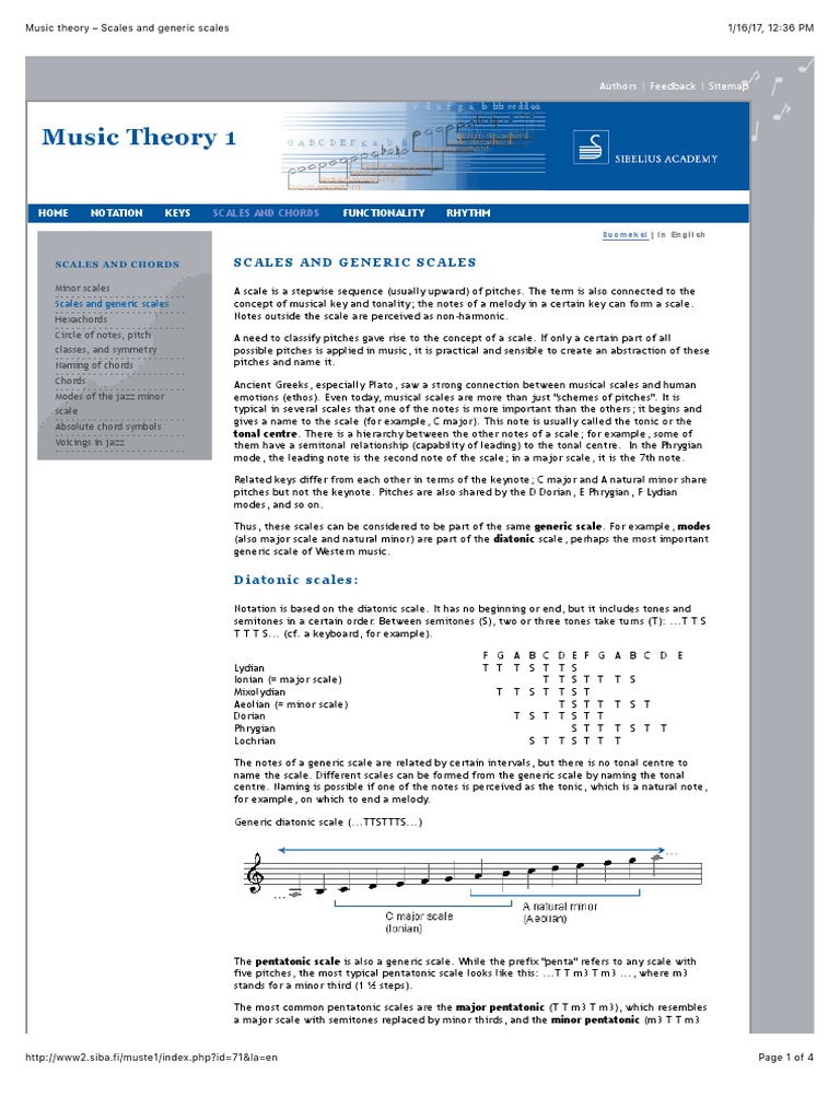 Music Theory - Scales and Generic Scales | PDF | Scale (Music) | Mode ...