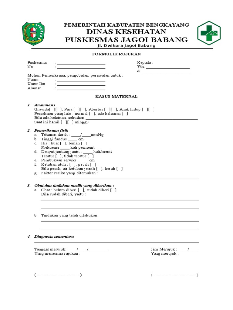Formulir Rujukan Maternal | PDF