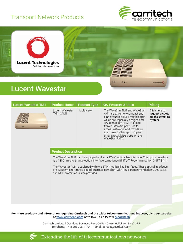 Lucent Wavestar - Carritech Telecommunications | PDF ...