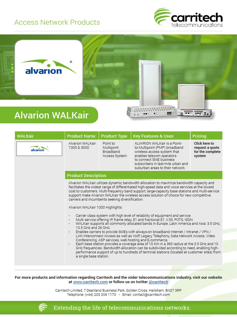 Alvarion Walkair - Carritech Telecommunications | PDF | Internet Access | Broadband
