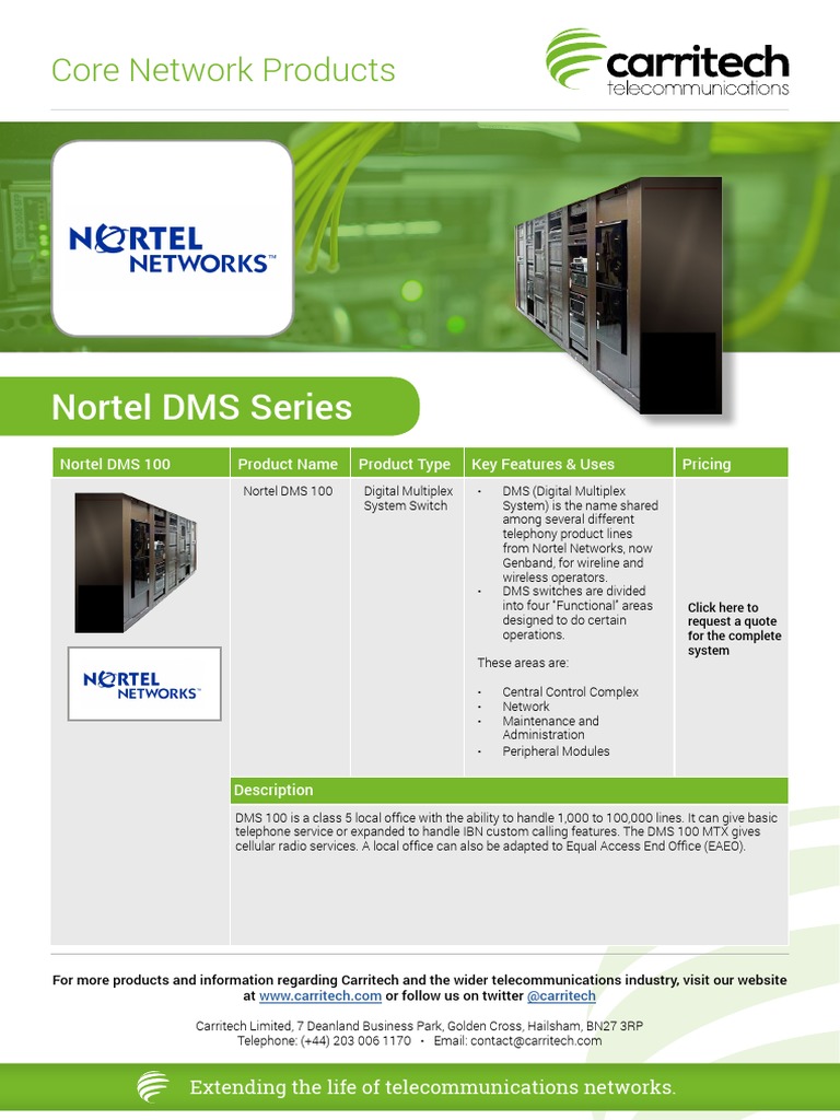 Nortel DMS - Carritech Telecommunications | PDF | Networks ...