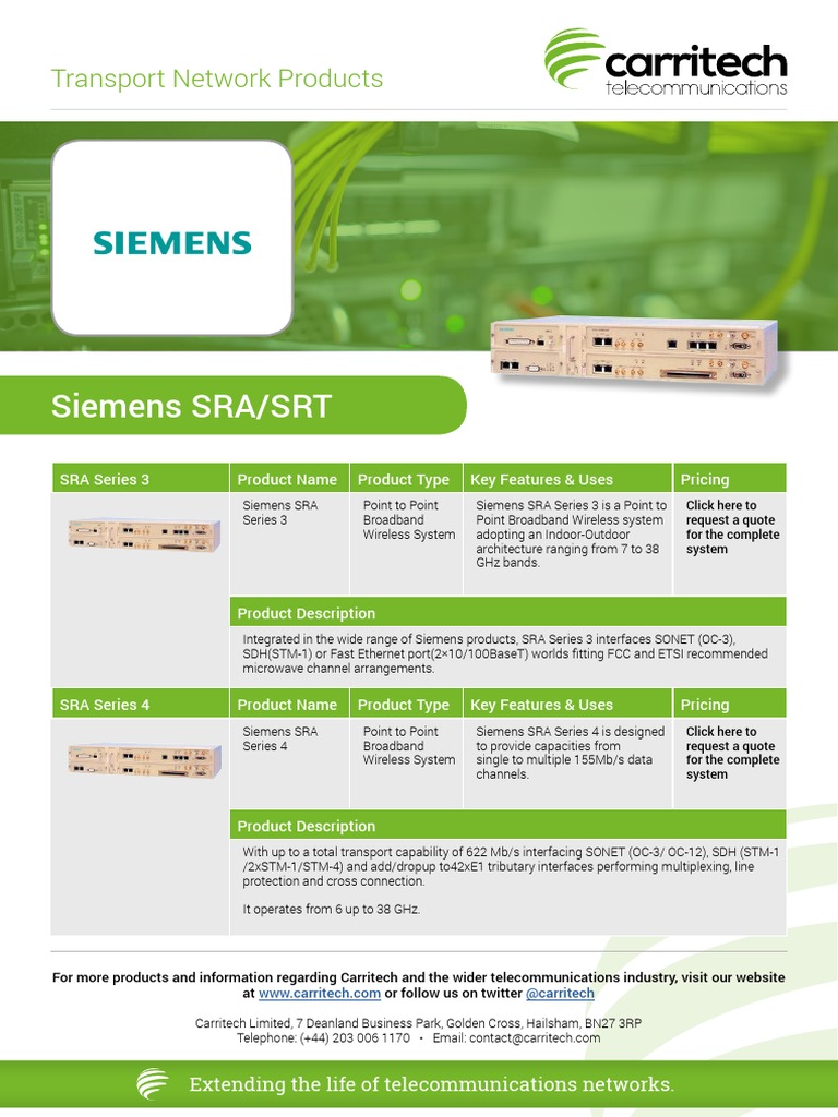 Siemens SRA/SRT - Carritech Telecommunications | PDF ...