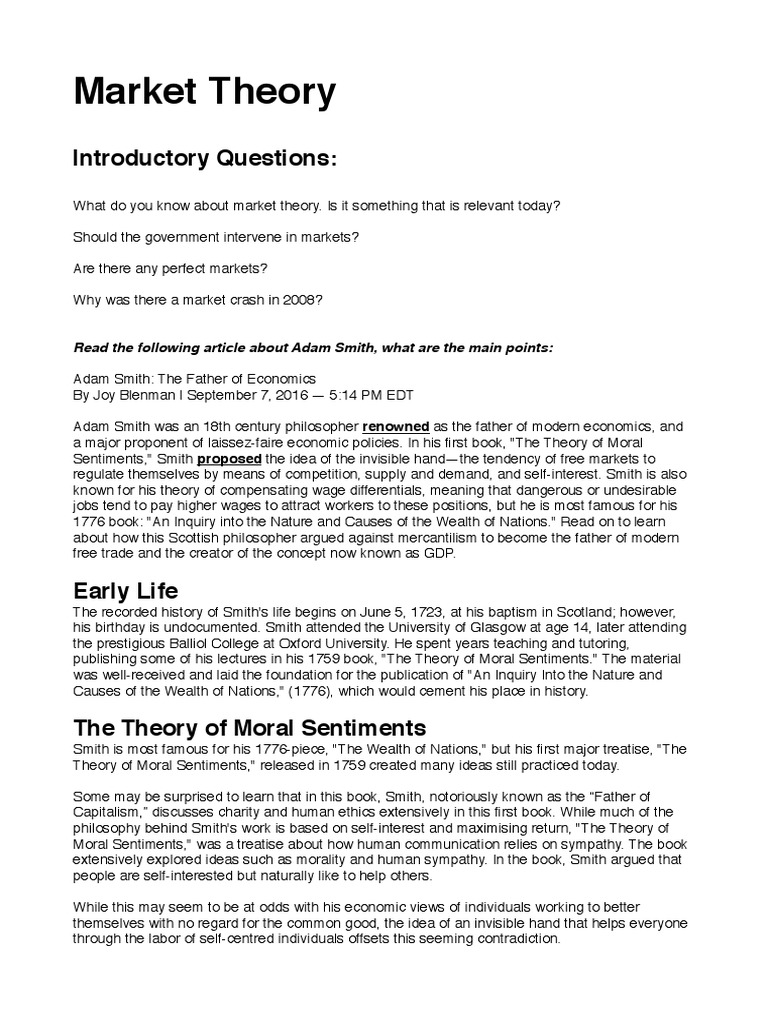 Adam Smith's Free Market Principles | PDF | Adam Smith | Free Market