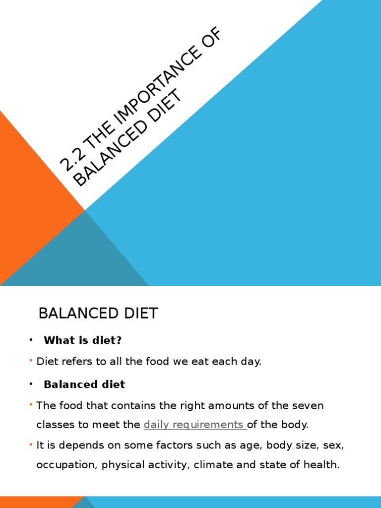 2.2 The Importance of Balanced Diet | PDF