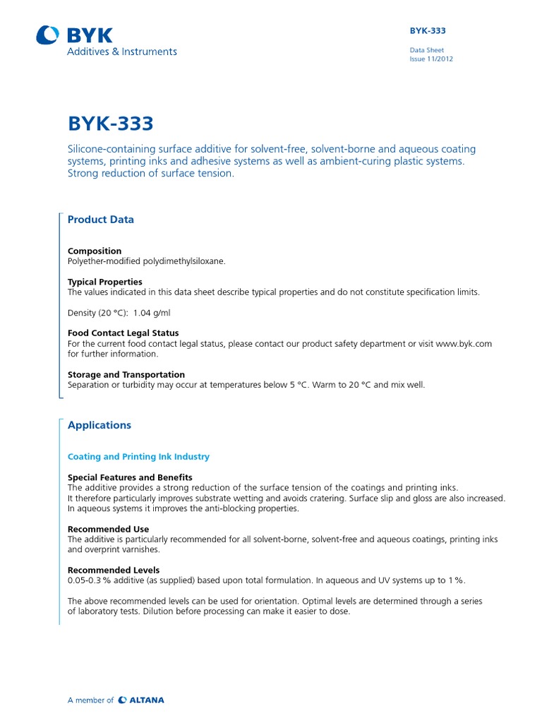 Byk 333 | PDF | Silicone | Adhesive