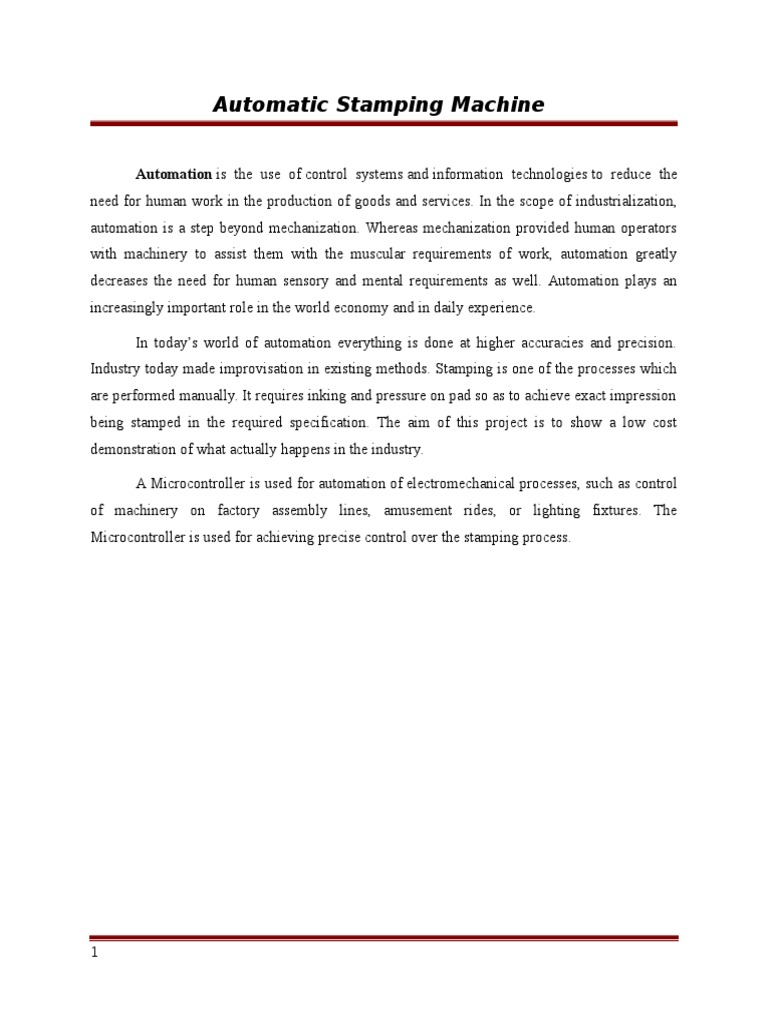 Automatic Stamping Machine Using Microcontroller | PDF