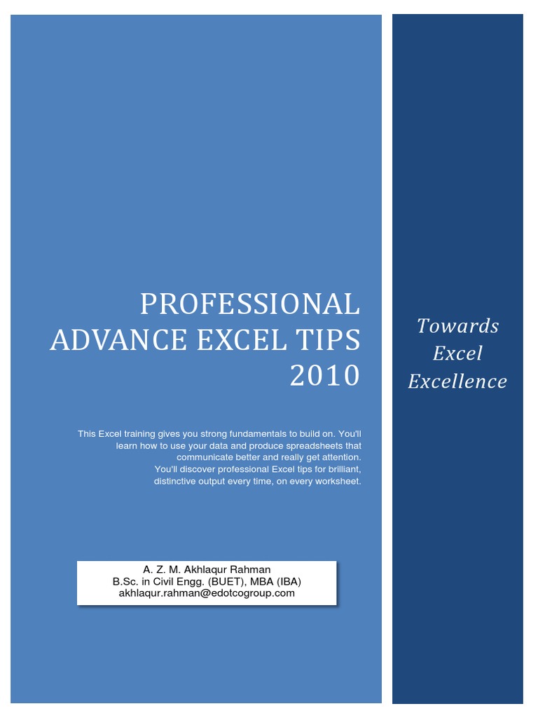 Advanced Excel Techniques 2010 | PDF | Microsoft Excel | Spreadsheet