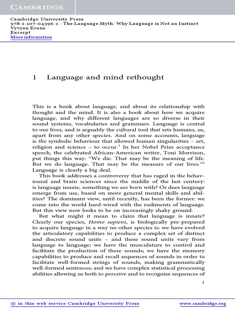 The Language Myth. Why Language Is Not An Instinct | PDF | English ...