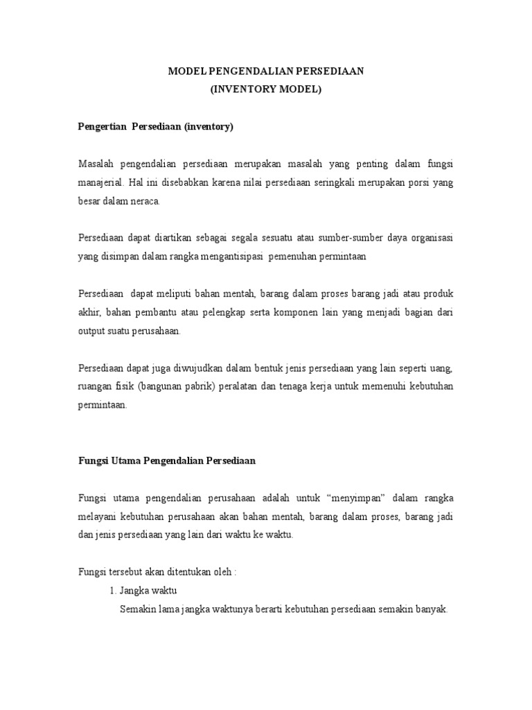 Model Pengendalian Persediaan Inventory | PDF