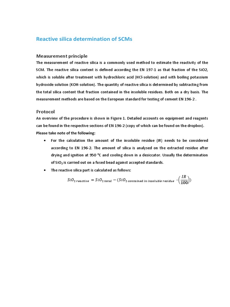 Reactive Silica Content | PDF | Technology & Engineering