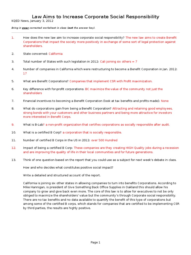 Law Aims To Increase Corporate Social Responsibility: Bring in Your ...
