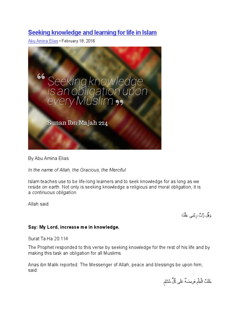 Lifelong Learning in Islam | PDF | Muhammad | Monotheism