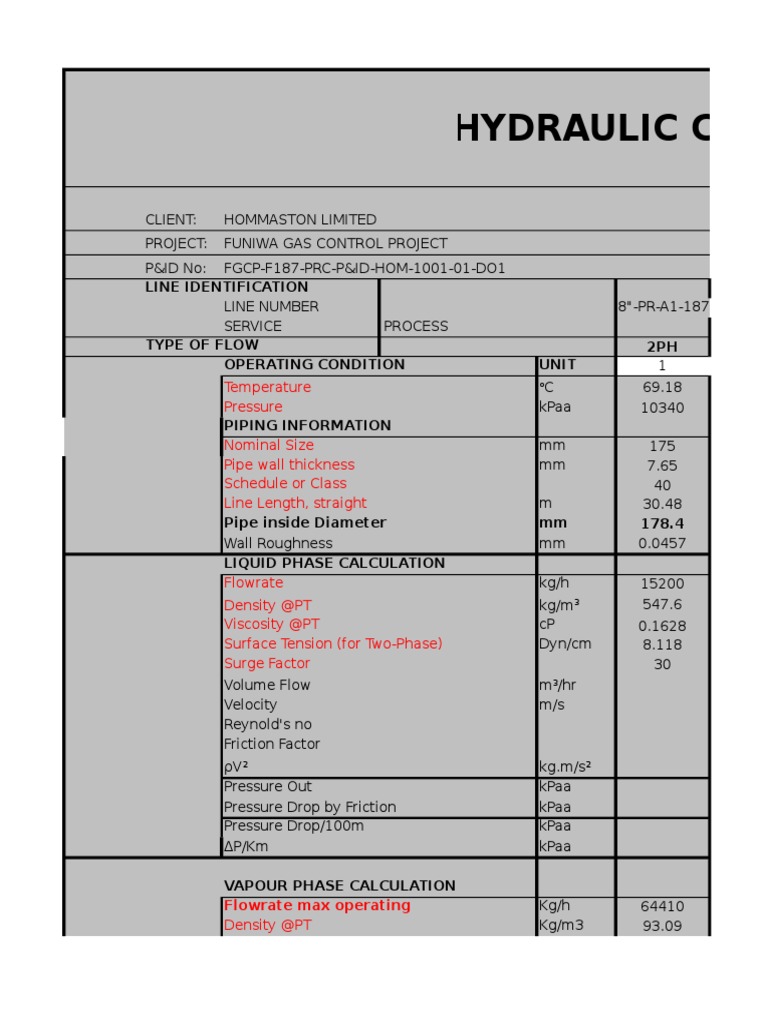 FGCP Line Sizing Calculations | PDF