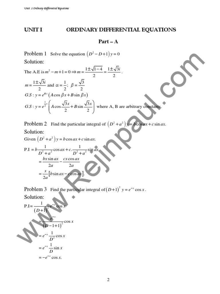 MA6251 Engineering Mathematics II Regulation 2013 Lecture Notes All ...