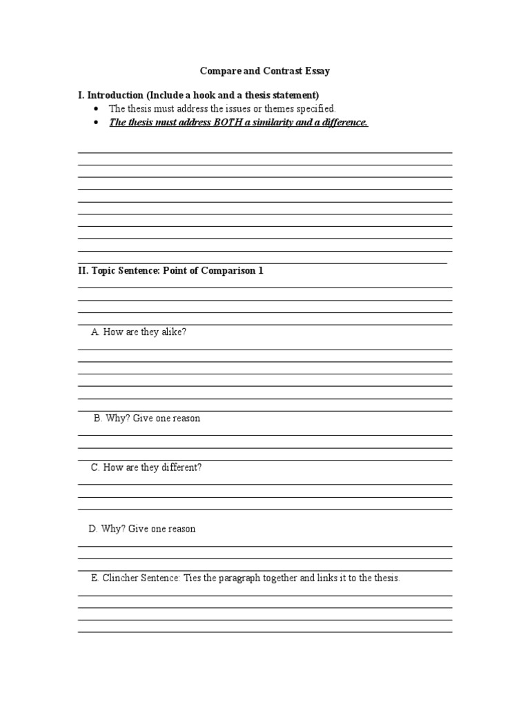 Compare and Contrast Essayoutline | PDF