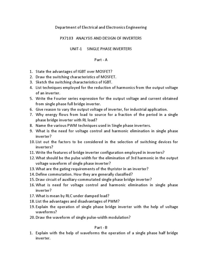 PX7103-Analysis and Design of Inverters | PDF | Power Inverter | Series ...