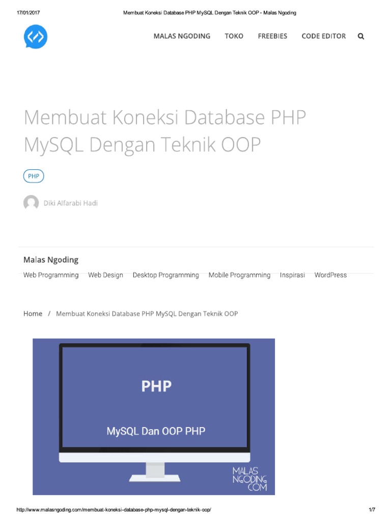 Membuat Koneksi Database PHP MySQL Dengan Teknik OOP - Malas Ngoding | PDF