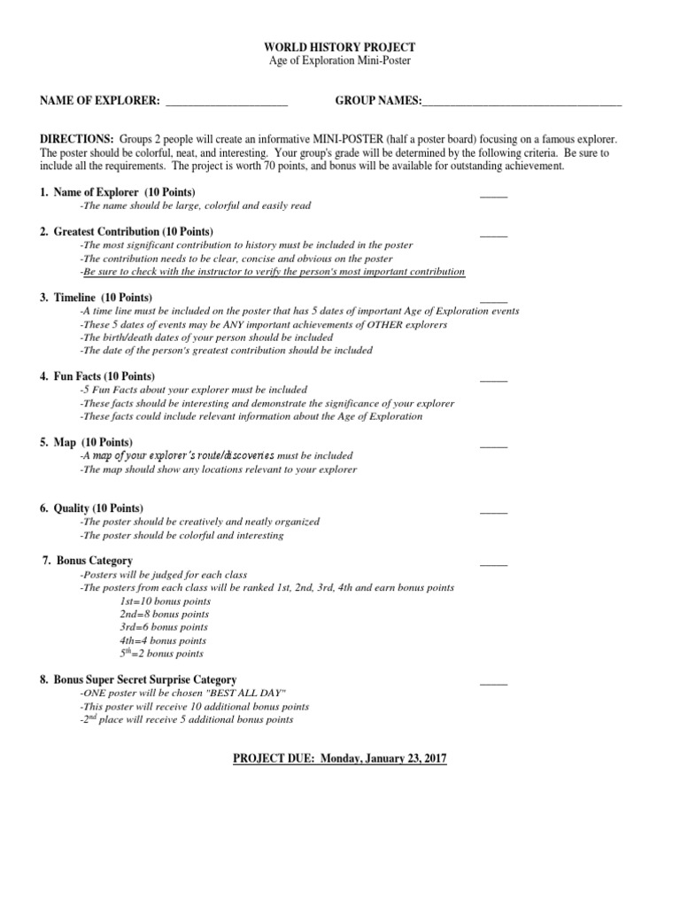 Age of Exploration Mini-Poster Project | PDF | Exploration | Age Of ...