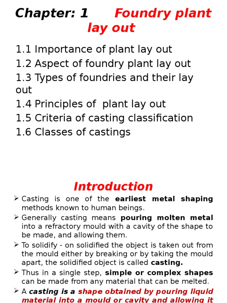 CH 1-Foundry Plant Lay Out | PDF | Foundry | Casting (Metalworking)