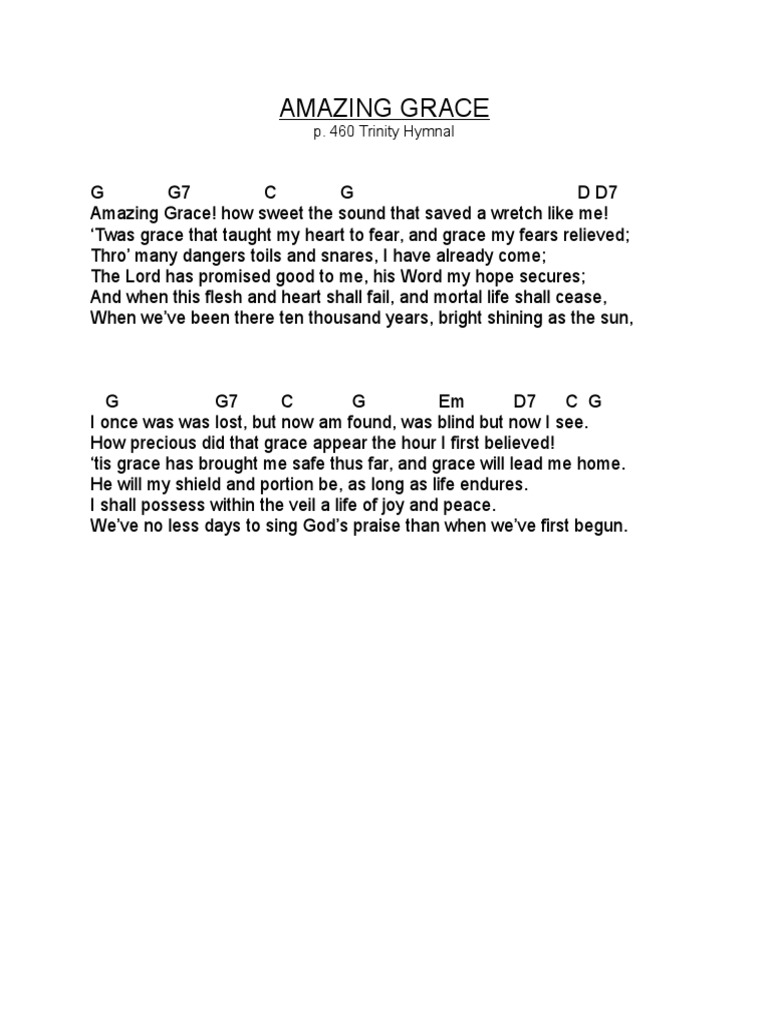 Amazing Grace-Key of G | PDF