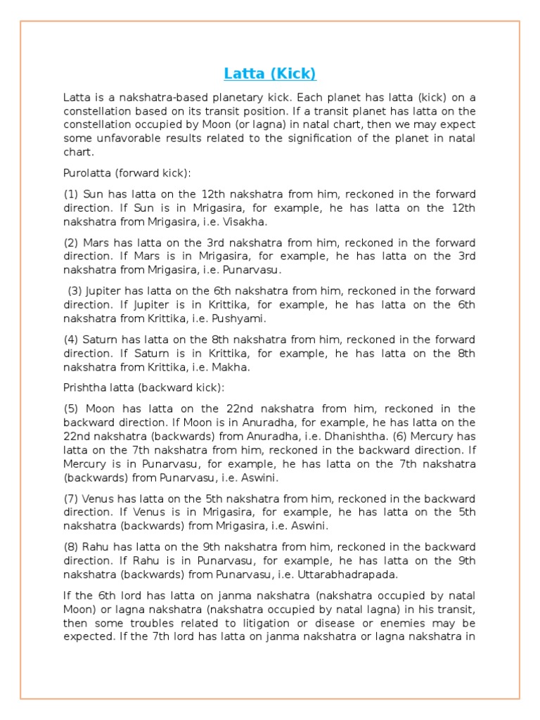 Latta 1 | PDF | Planets | Hindu Astrology