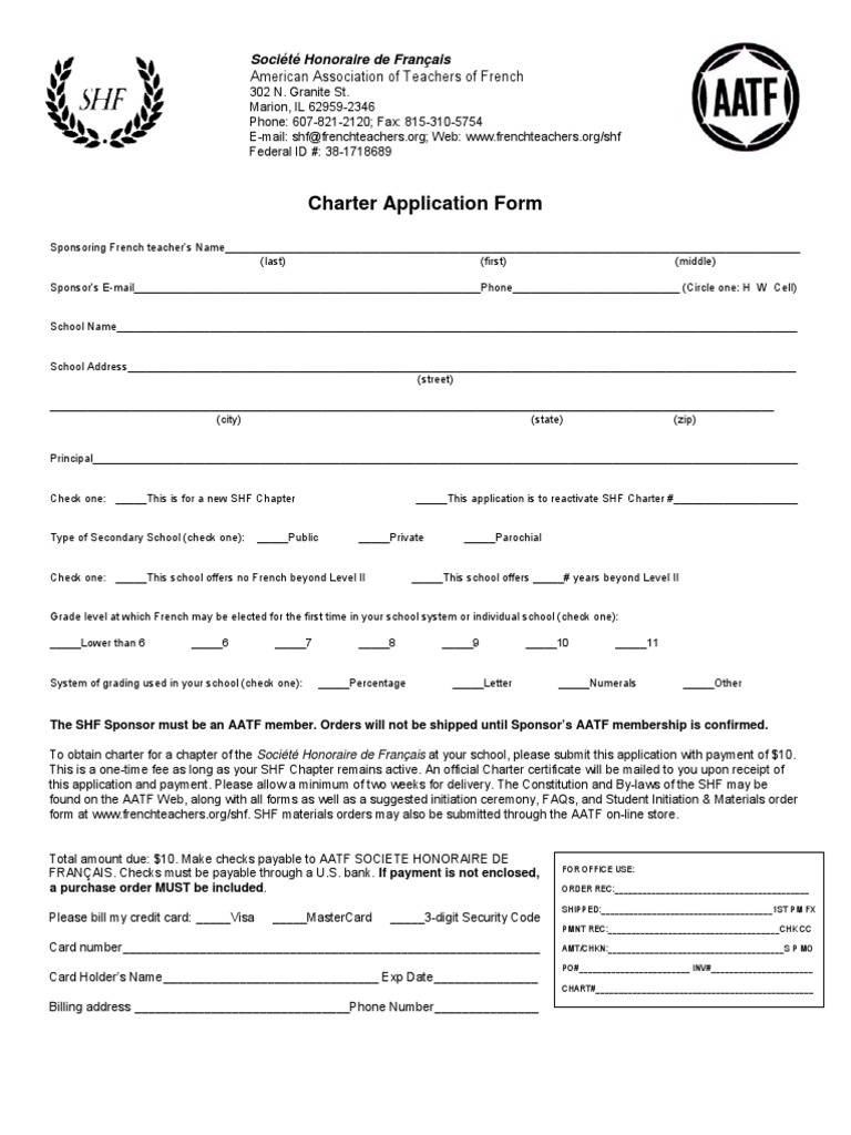 Charter Application Form AATF | PDF