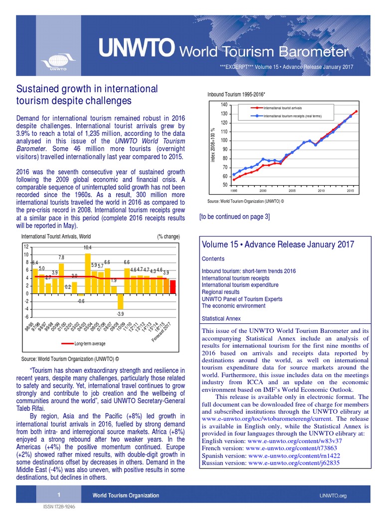 Unwto Barometer 2017 | PDF | Tourism | Sustainability